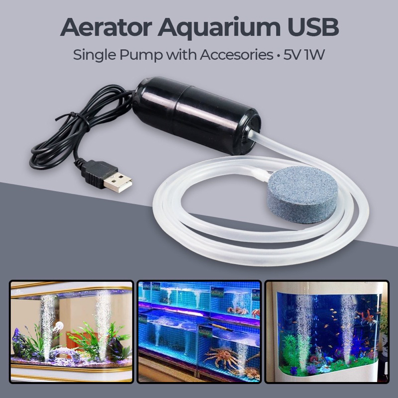 Jual PROMO! Aerator Aquarium Fish Tank Oxygenator USB 1W - USB Aerator ...