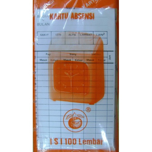 Jual Kartu Absen Absensi Merk Jeruk Isi 1 lembar | Shopee Indonesia