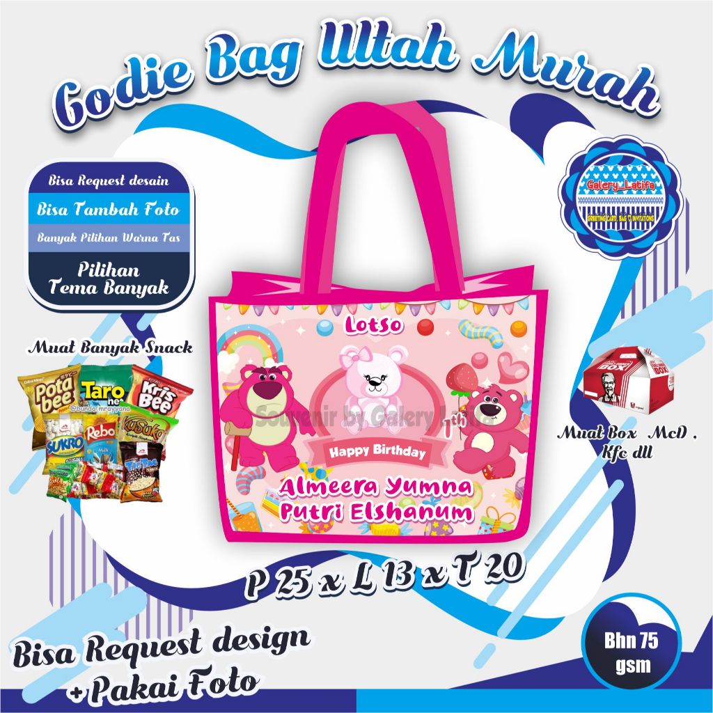 Jual GOODIE BAG ULANG TAHUN CUSTOM /TAS ULTAH MURAH/ TAS ULTAH LUCU ...