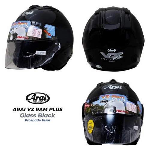 Jual Arai SNI VZ-Ram Plus Helm Half Face - GLASS BLACK | Shopee Indonesia