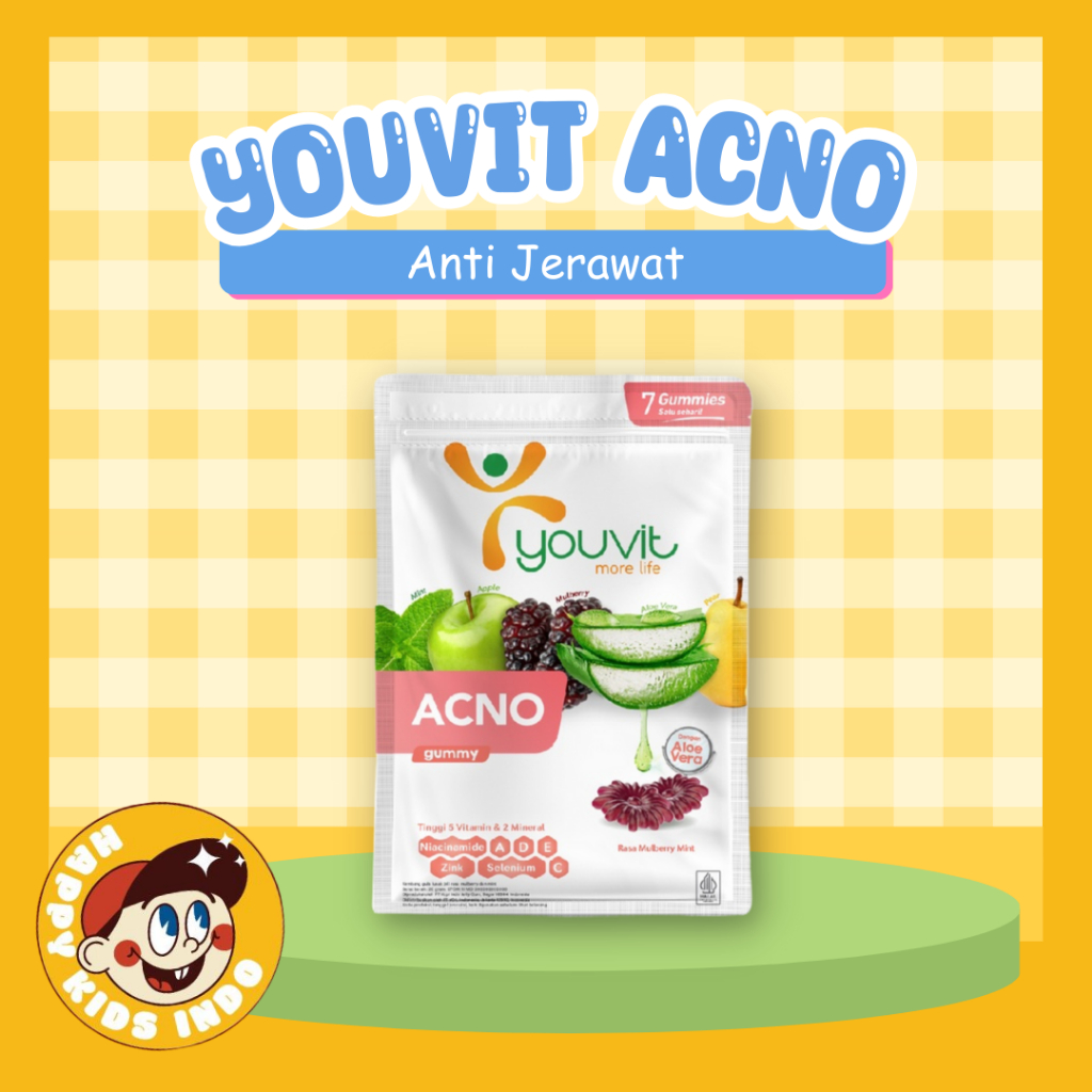 Jual YOUVIT ACNO 1 SACHET DENGAN NIACINAMIDE - YOUVIT ACNO ALOE VERA UNTUK JERAWAT - 7 GUMMY (7 ...