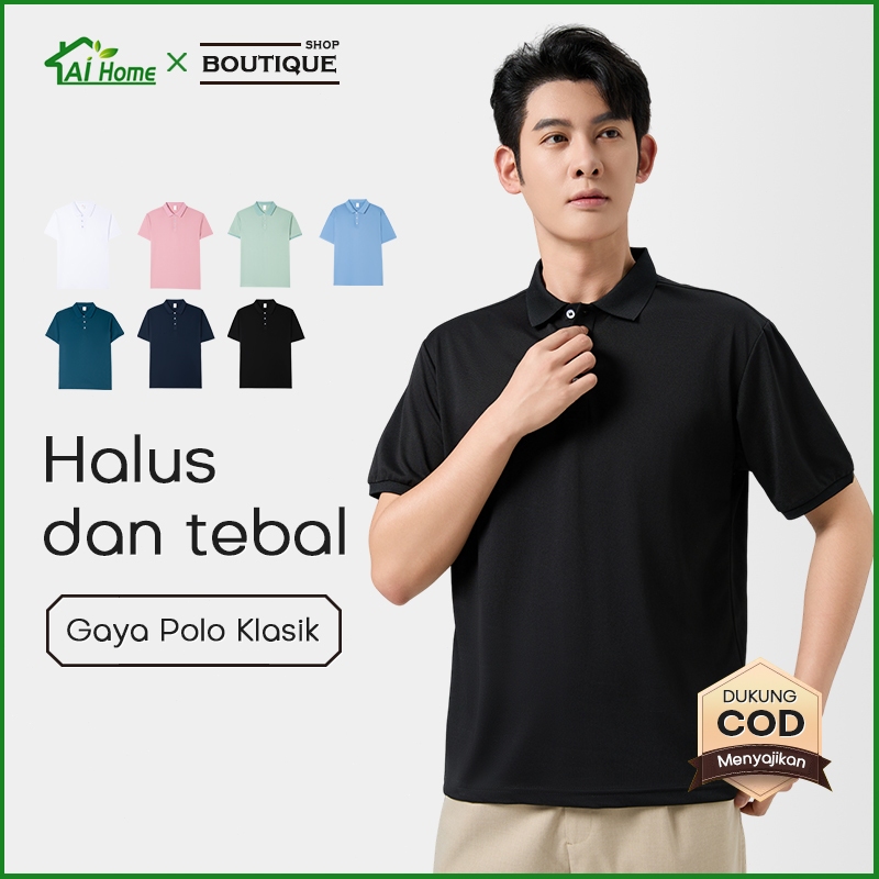 Jual AIHOME Kaos Kerah Polo Shirt Polos Pria Premium Full Pakaian Cowok ...