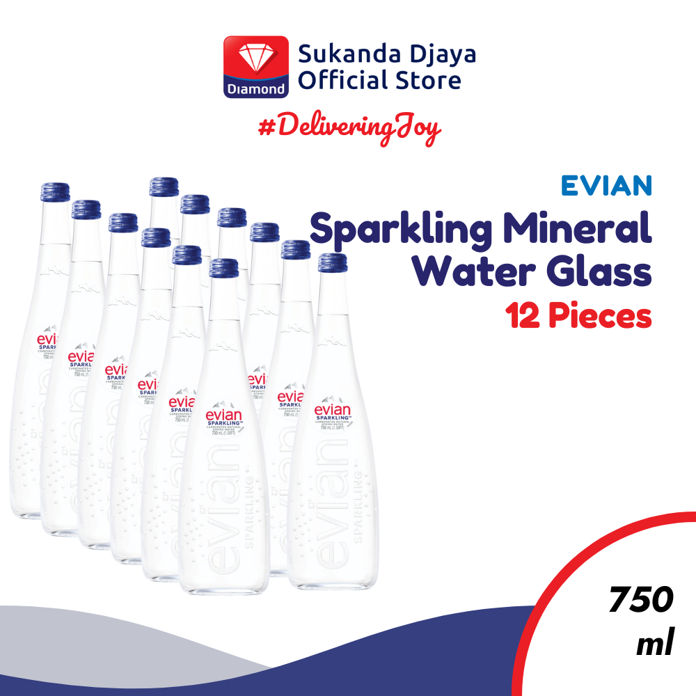 Jual Evian Sparkling Mineral Water Glass 750 Ml - 1 Karton | Shopee Indonesia