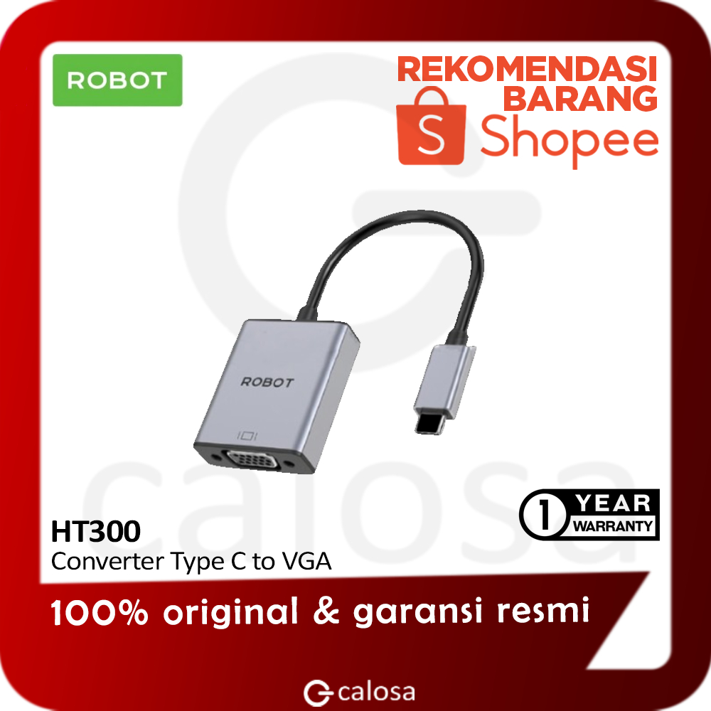 Jual ROBOT HT300 CONVERTER TYPE-C TO VGA ADAPTER 1080 Bergarnansi Resmi ...