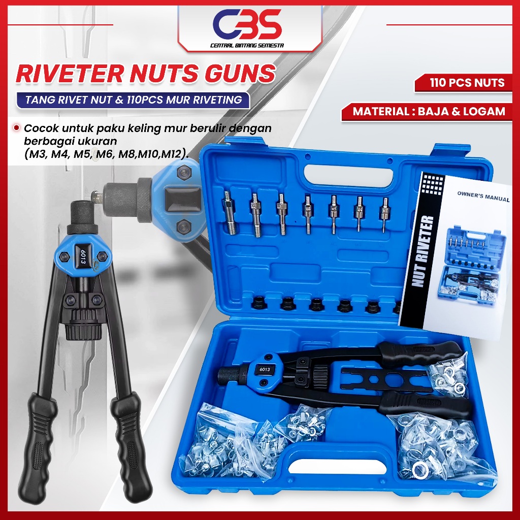 Jual Tang Riveter nuts guns with nuts 110 pcs | Shopee Indonesia
