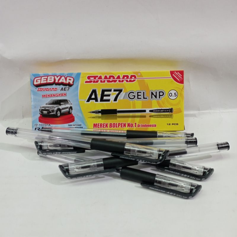 Jual BOLPEN STANDARD AE7 GEL NP 0,5mm 12pcs (hitam ) / pack | Shopee Indonesia