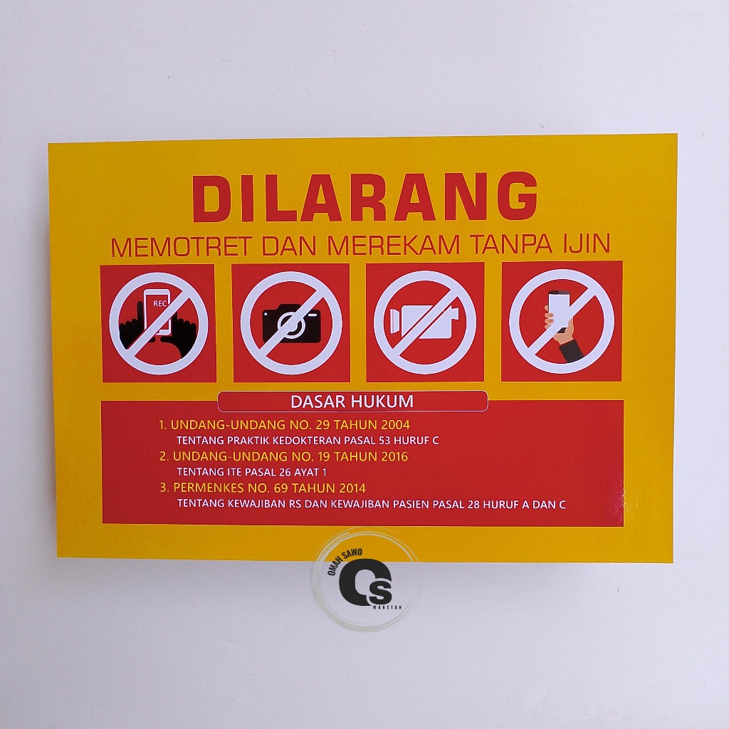 Jual Poster Dilarang Memotret dan Merekam Tanpa Ijin - Larangan ...