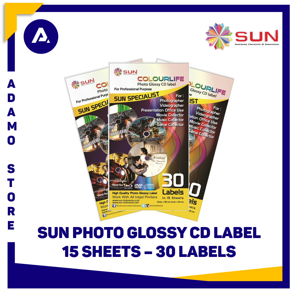 Jual Kertas CD Sun Colourlife Photo Glossy CD Label 30 Labels | Shopee ...