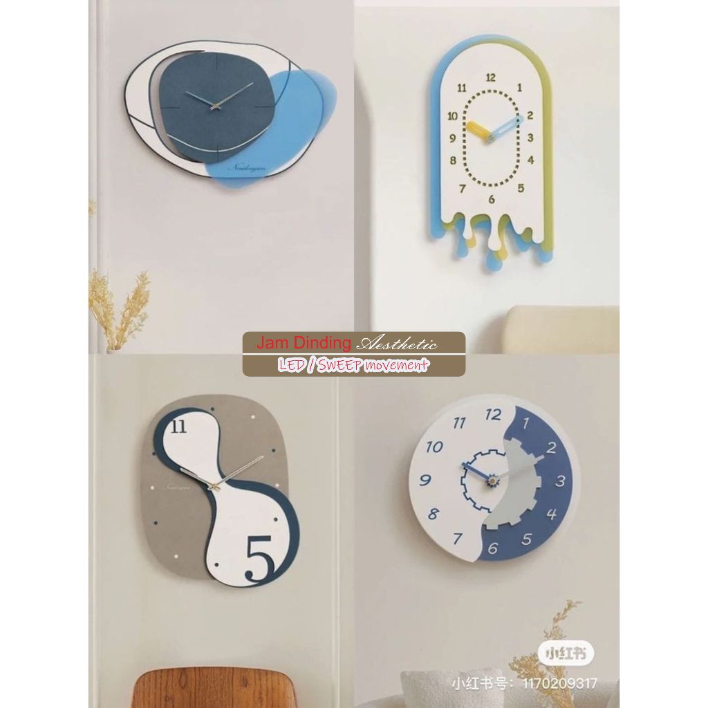 Jual Jam Dinding BUNGA BOHO AESTETIK LED HOME Sweet Home Modern Abstrak ...