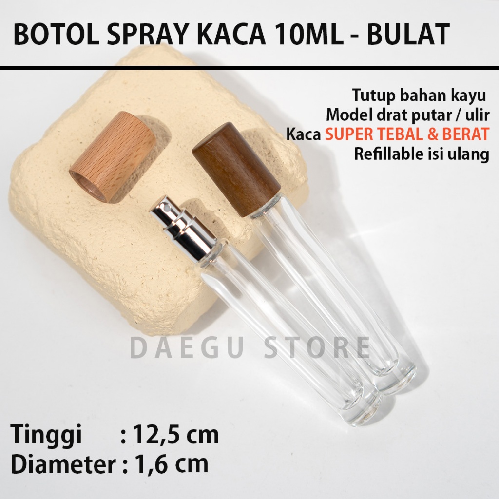 Jual Botol Spray 10ml Kaca Bulat Tebal Berat - Refillable Travel Size ...