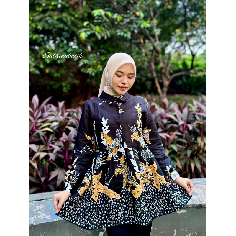 Jual Kemeja Erina Atasan Batik Kerja Kantor Wanita Jahit Halus Modis ...