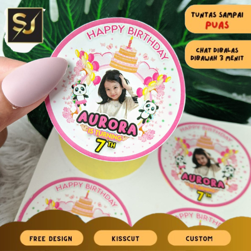 Jual 4-9 Sticker Bulat Ulang Tahun Anak Stiker Ultah Free Design ...