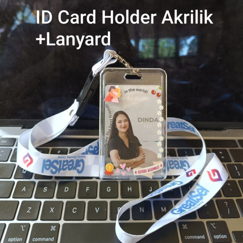 Jual ID Card Casing Akrilik Lanyard Custom print 2 sisi lebar 2 cm ...