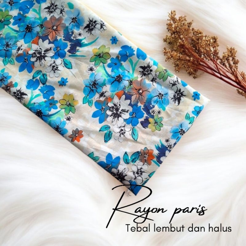 Jual kain katun rayon paris motif bunga / kain katun silk premium ...