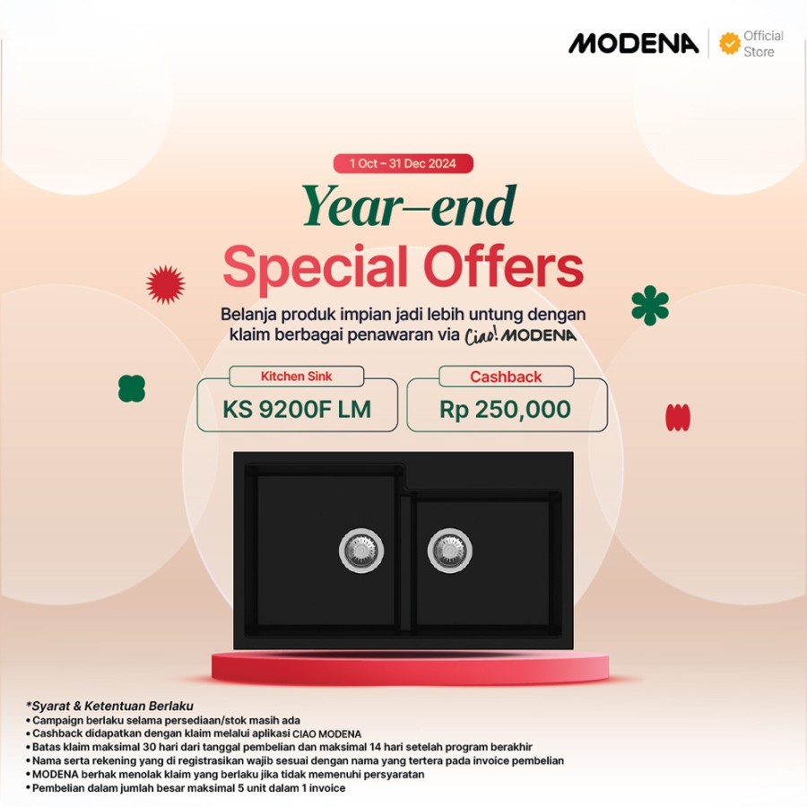 Jual Modena KS 9200F LM - bak cuci piring atau kitchen sink granite | Shopee Indonesia