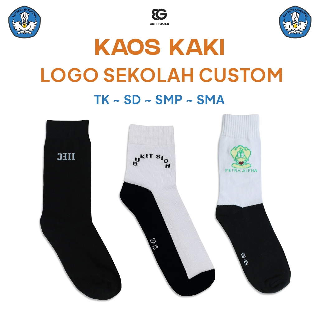 Jual (HARGA 10 LUSIN) Kaos Kaki Custom Logo Sekolah - Instansi - TK ...