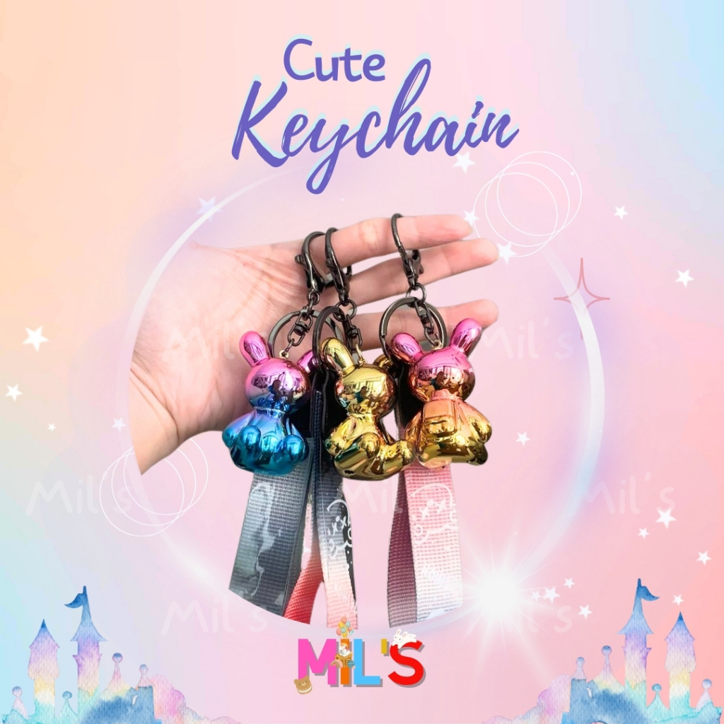Jual [CUTE MIL'S] LIVE BUNNY DUDUK METTALIC KEYCHAIN WITH STRAP HIGH ...