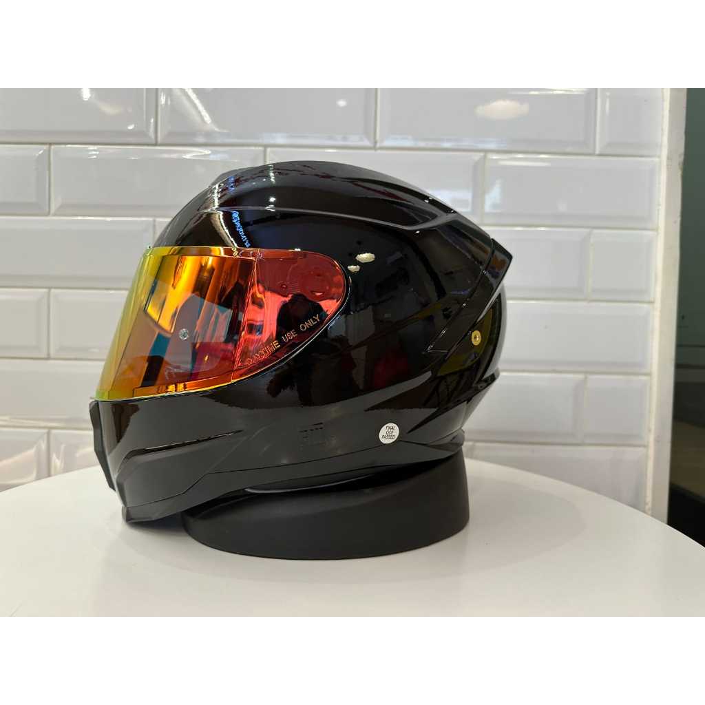 Jual Helm Fullface Snail FFS3 Black Glossy Visor Red | Shopee Indonesia