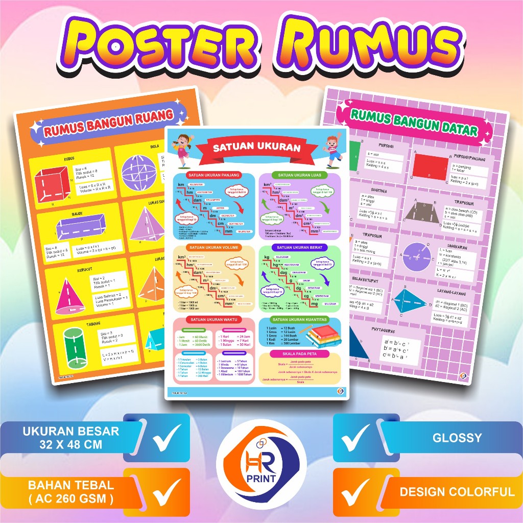 Jual Poster Edukasi Rumus Ruang - Poster Edukasi Rumus Datar - Poster ...