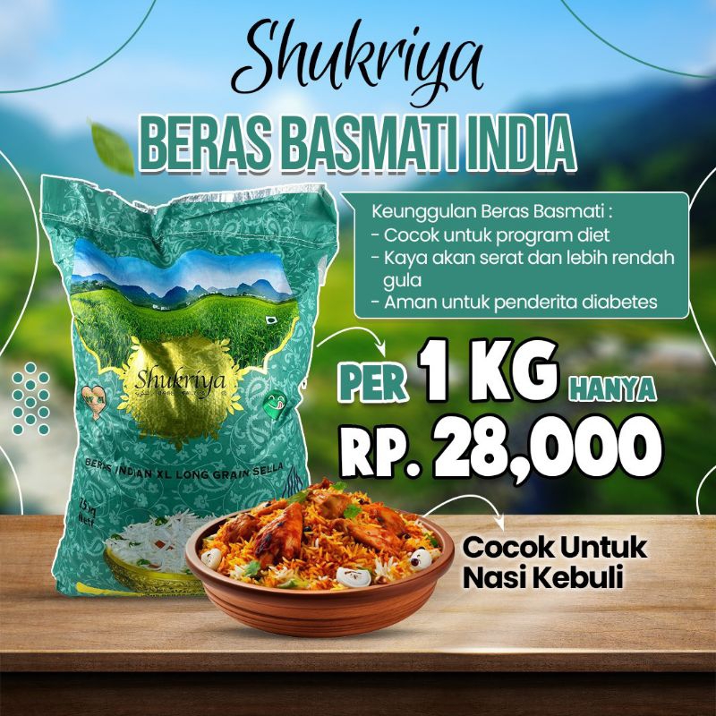 Jual Beras Basmati Shukriya kemasan 1Kg Curah | Shopee Indonesia