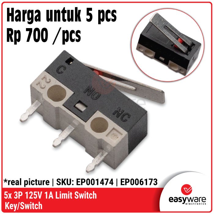 Jual 5x Micro Switch Limit Switch 1A 125V 3P Micro Switch PCB | Shopee ...