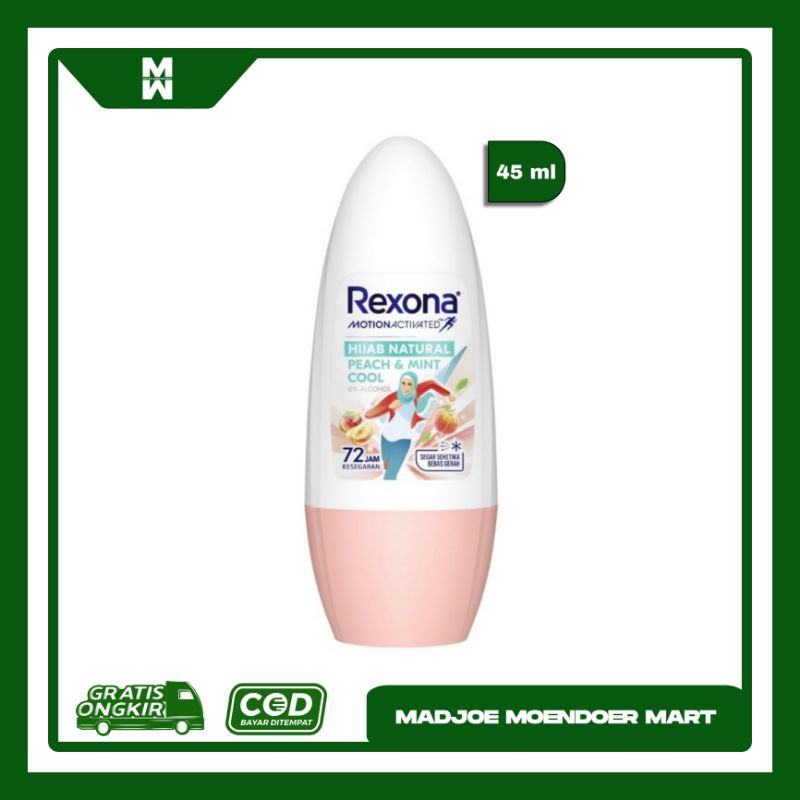 Jual Rexona Hijab Deodorant Roll On Peach & Mint Cool dengan ukuran 45 ...