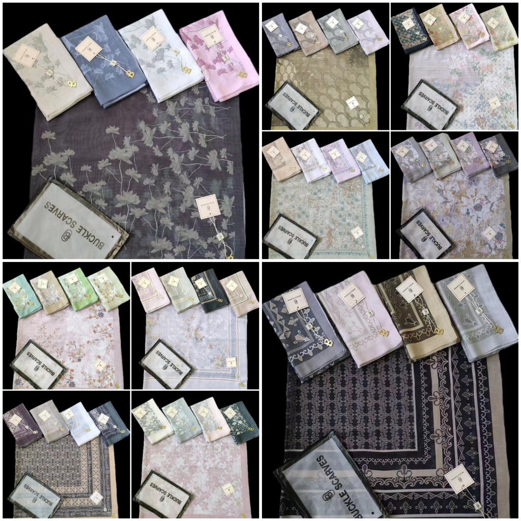 Jual Hijab Buckle Scarves Motif Premium Pouch Eksklusif Laser Cut Cocok ...