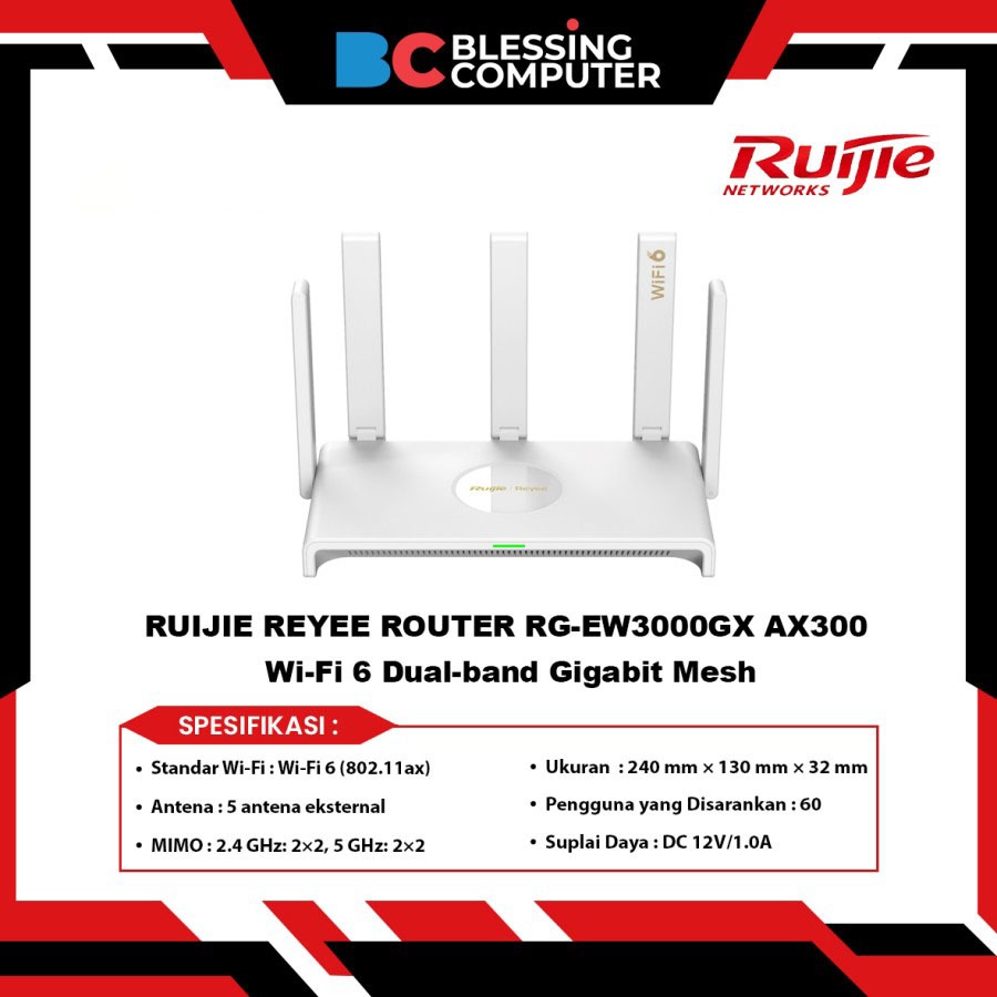 Jual RUIJIE REYEE ROUTER RG-EW3000GX AX300 Wi-Fi 6 Dual-band Gigabit ...