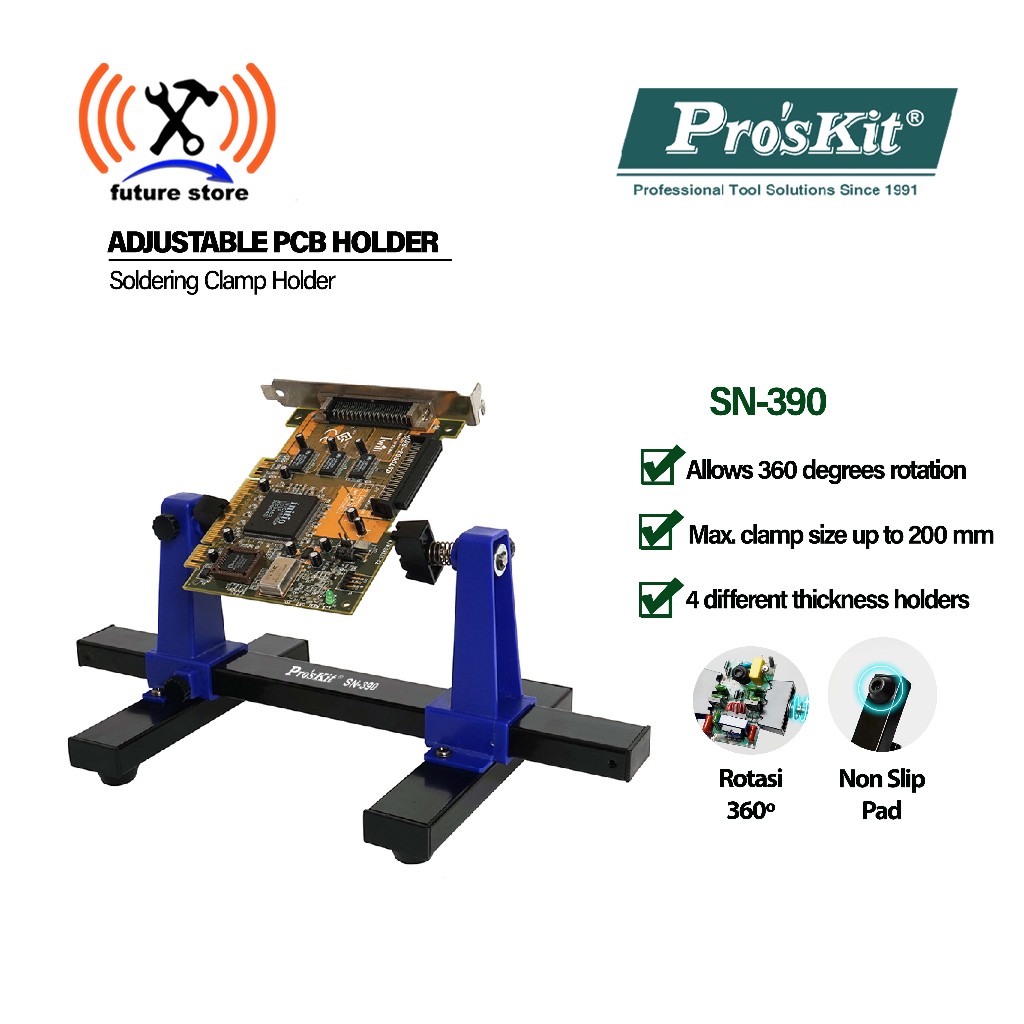 Jual PROSKIT SN-390 PCB HOLDER ORIGINAL - Adjustable Soldering Clamp Holder pcb besar pcb laptop ...