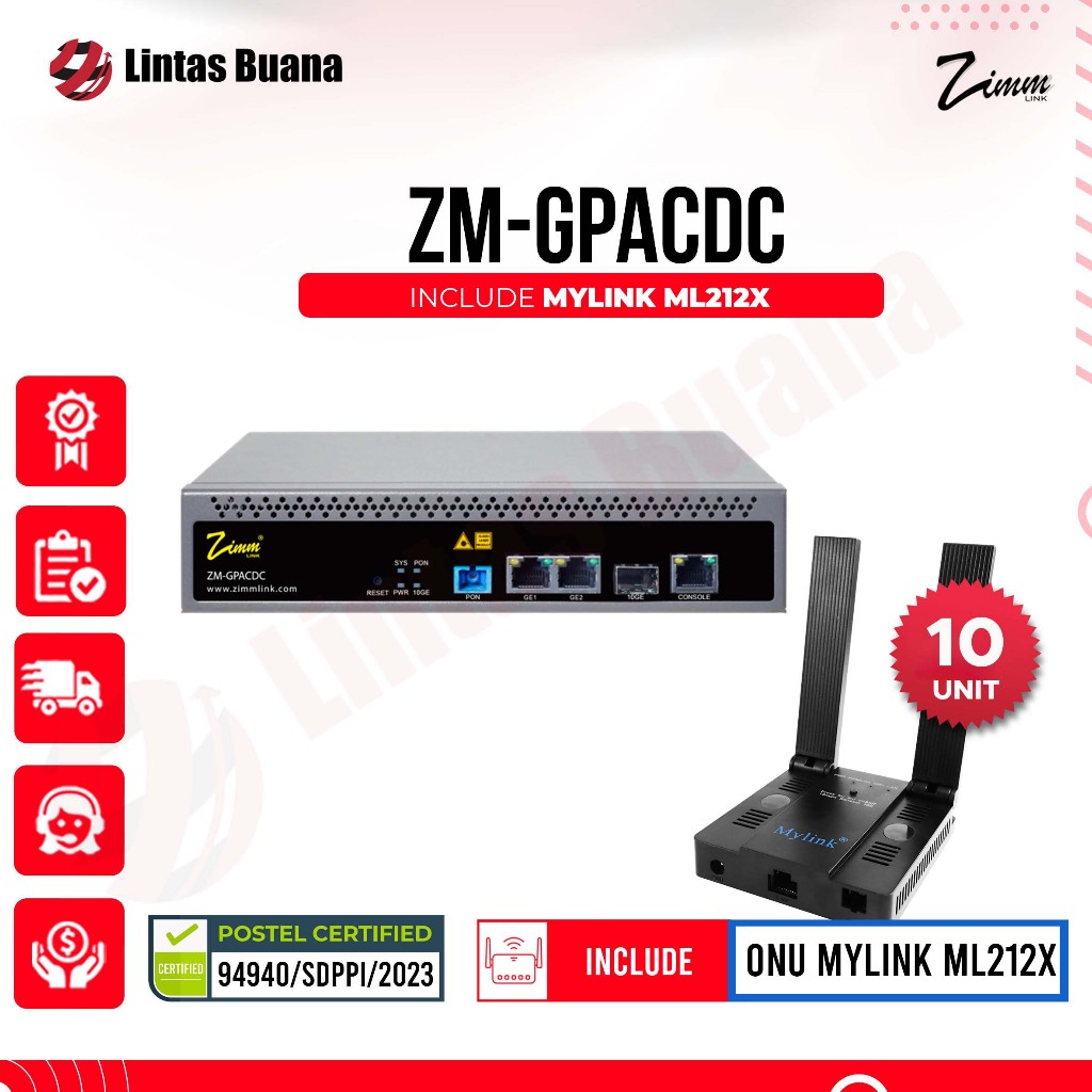 Jual PAKET ZIMMLINK GPON OLT ZM-GPACDC 1 Port PON include ONT MYLINK ...