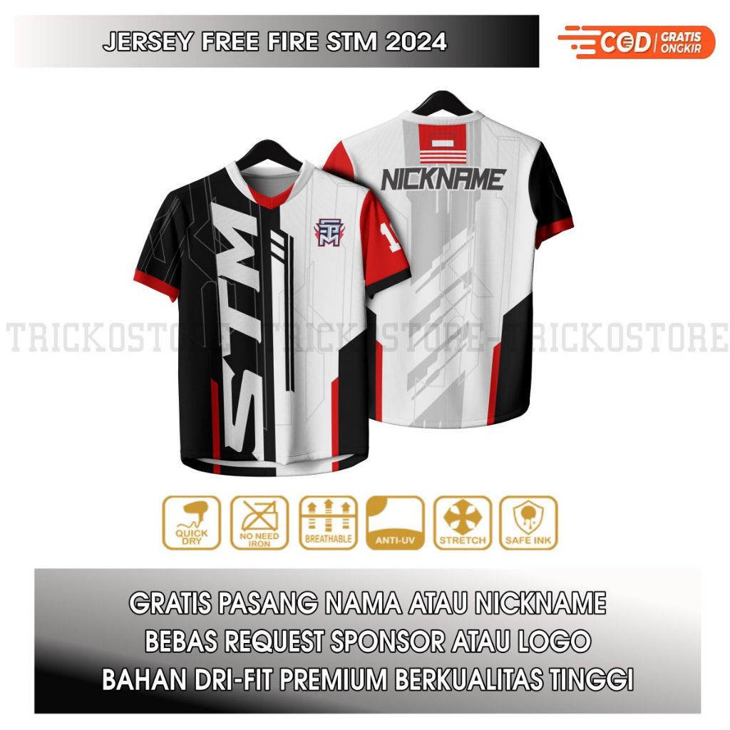 Jual JERSEY FREE FIRE STM GRATIS PASANG NAMA BEBAS REQUEST BAHAN DRIFIT ...