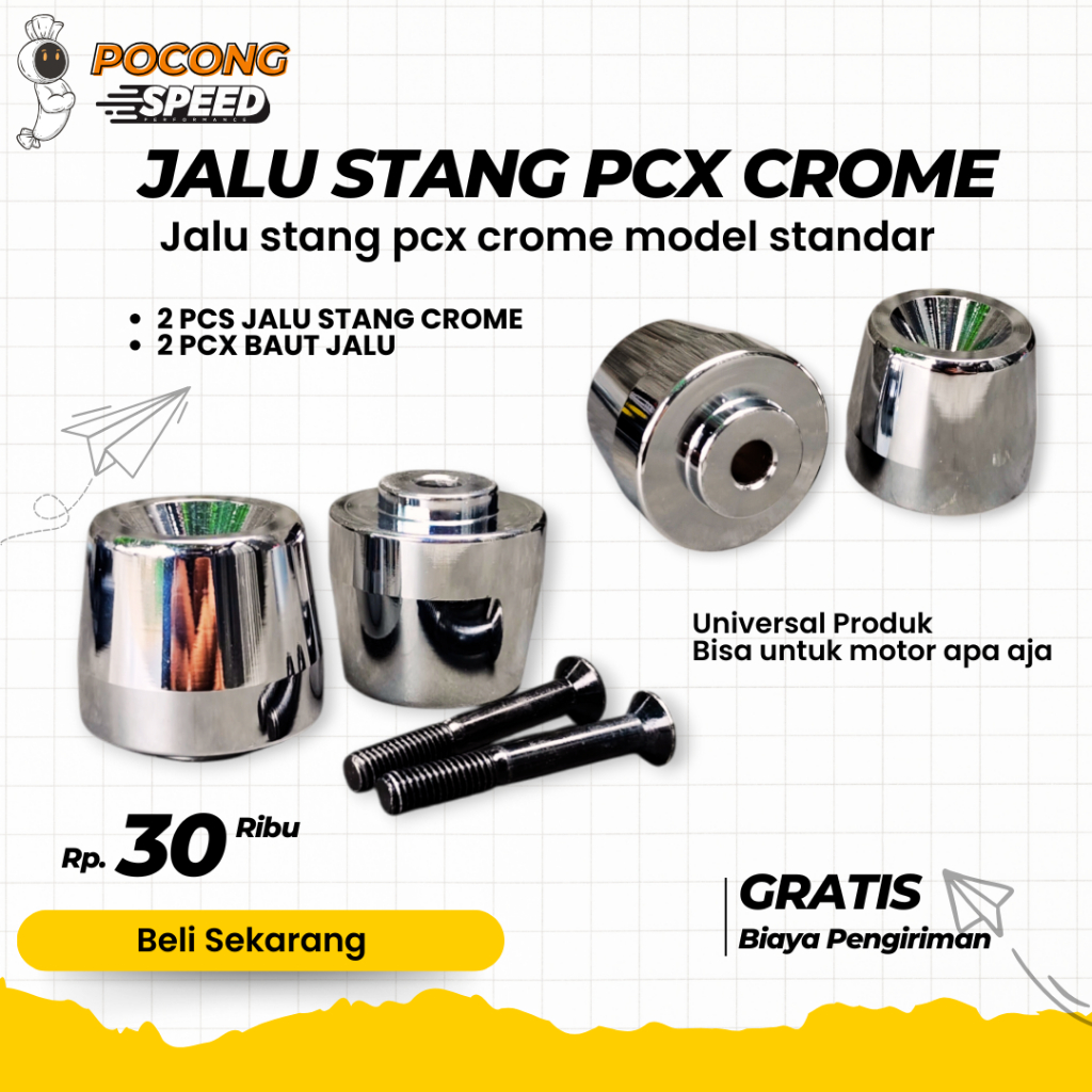Jual BANDUL JALU STANG PCX CHROME 1 SET ISI 2 PCS HARGA SEPASANG JALU ...
