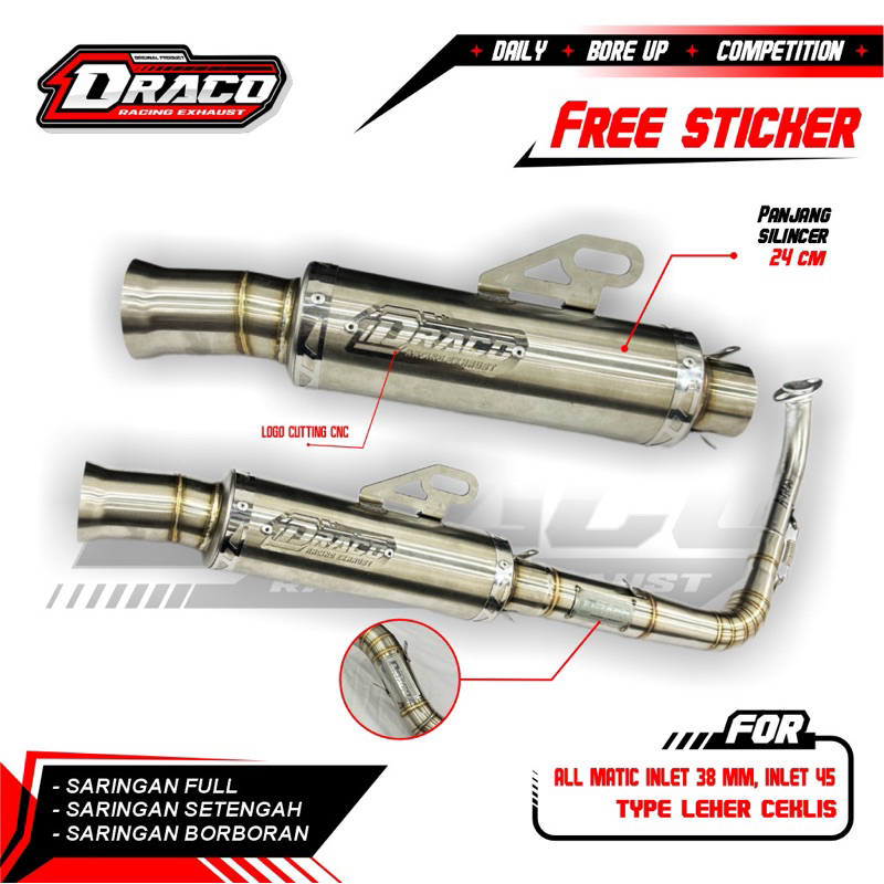 Jual Knalpot salemba Draco corong medwick Aerox nmax VARIO leher ceklis ...