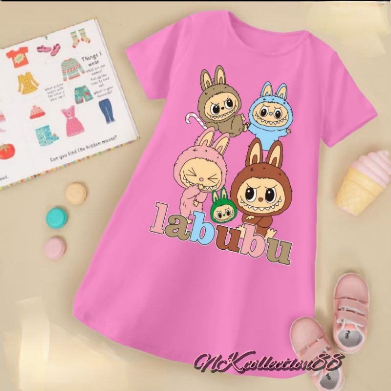 Jual Daster/Dress anak-anak terlaris Motif LABUBU//daster anak usia 3 ...