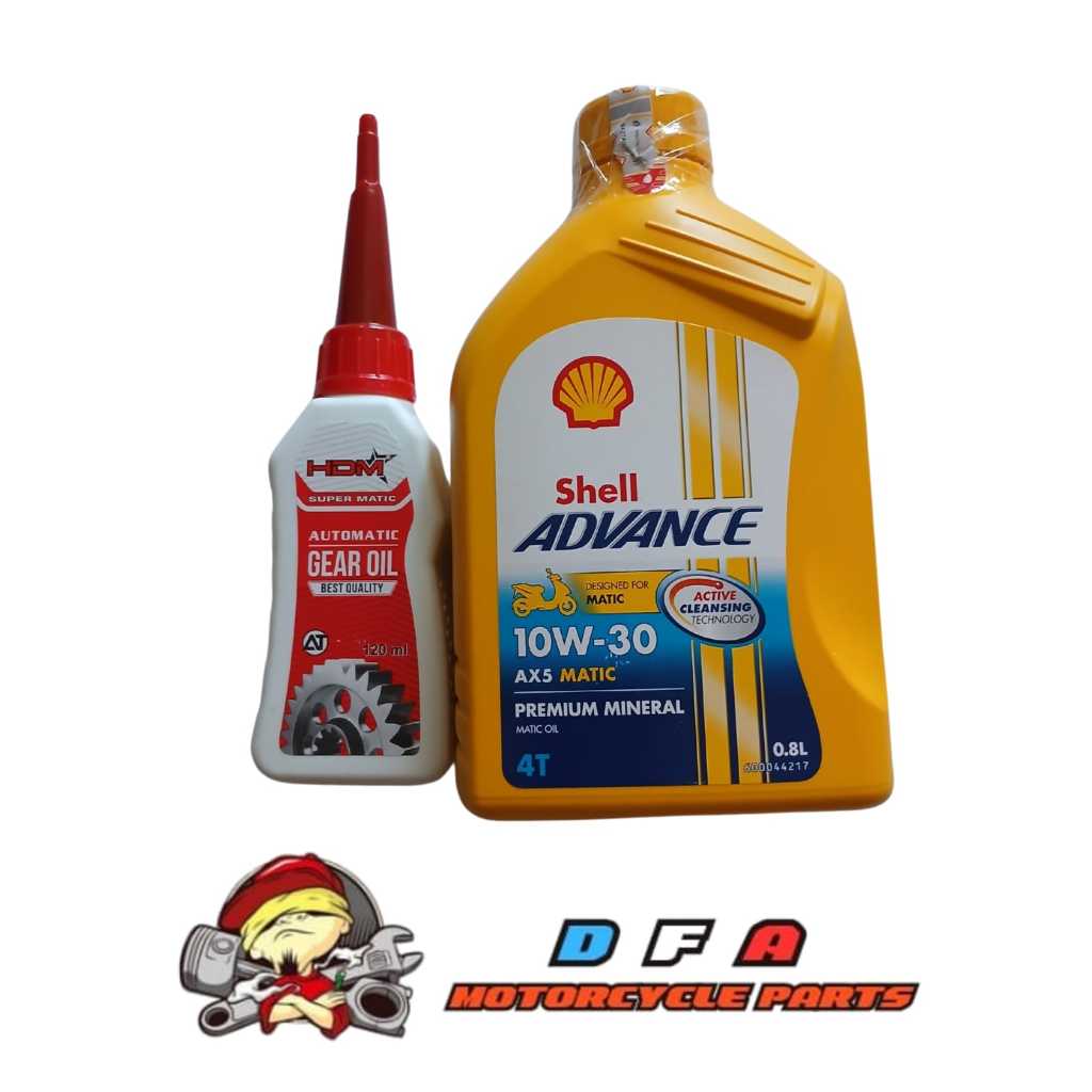 Jual paket oli shell advance ax5 matic 10w-30 ori 800ml & oli gardan ...