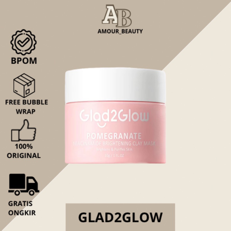 Jual Glad2Glow Pomegranate Niacinamide Brightening Clay Mask 30g | Shopee Indonesia