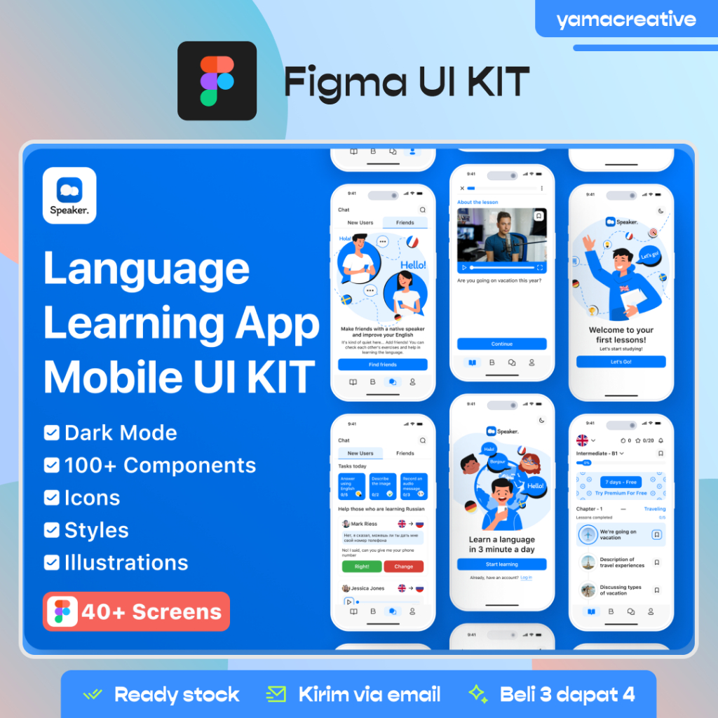 Jual Language Learning App - Premium Figma UI Kit | Shopee Indonesia