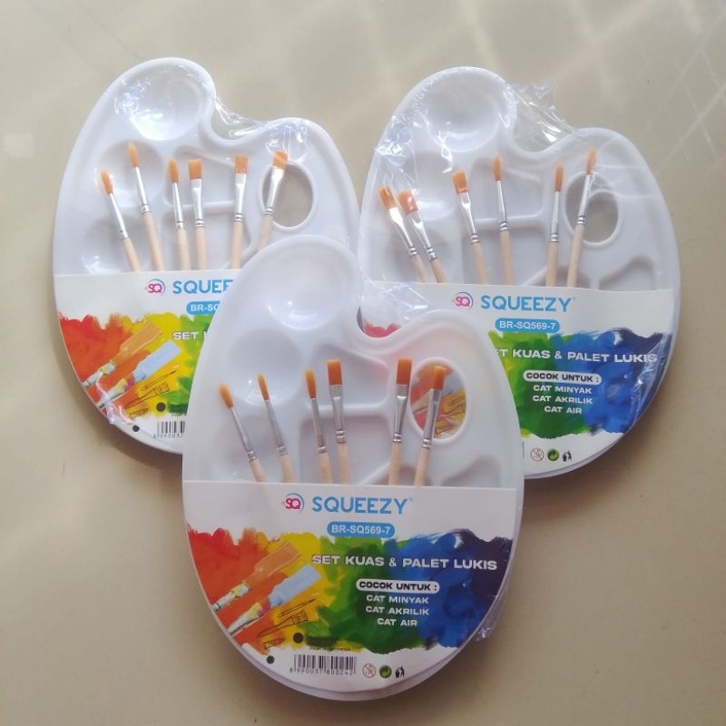 Jual Kuas + Palet Lukis Piringan Squeezy Br SQ-569-7 ( Set ) [ Original ...