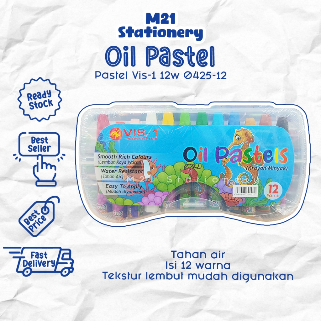Jual OIL PASTEL VIS-1 12W 0425-12 / 12 WARNA PEWARNA ALAT MENGGAMBAR ...