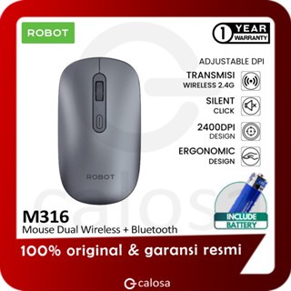 Jual Mouse ROBOT M316 Grey Wireless Mouse Silent Click Optical 2.4Ghz ...