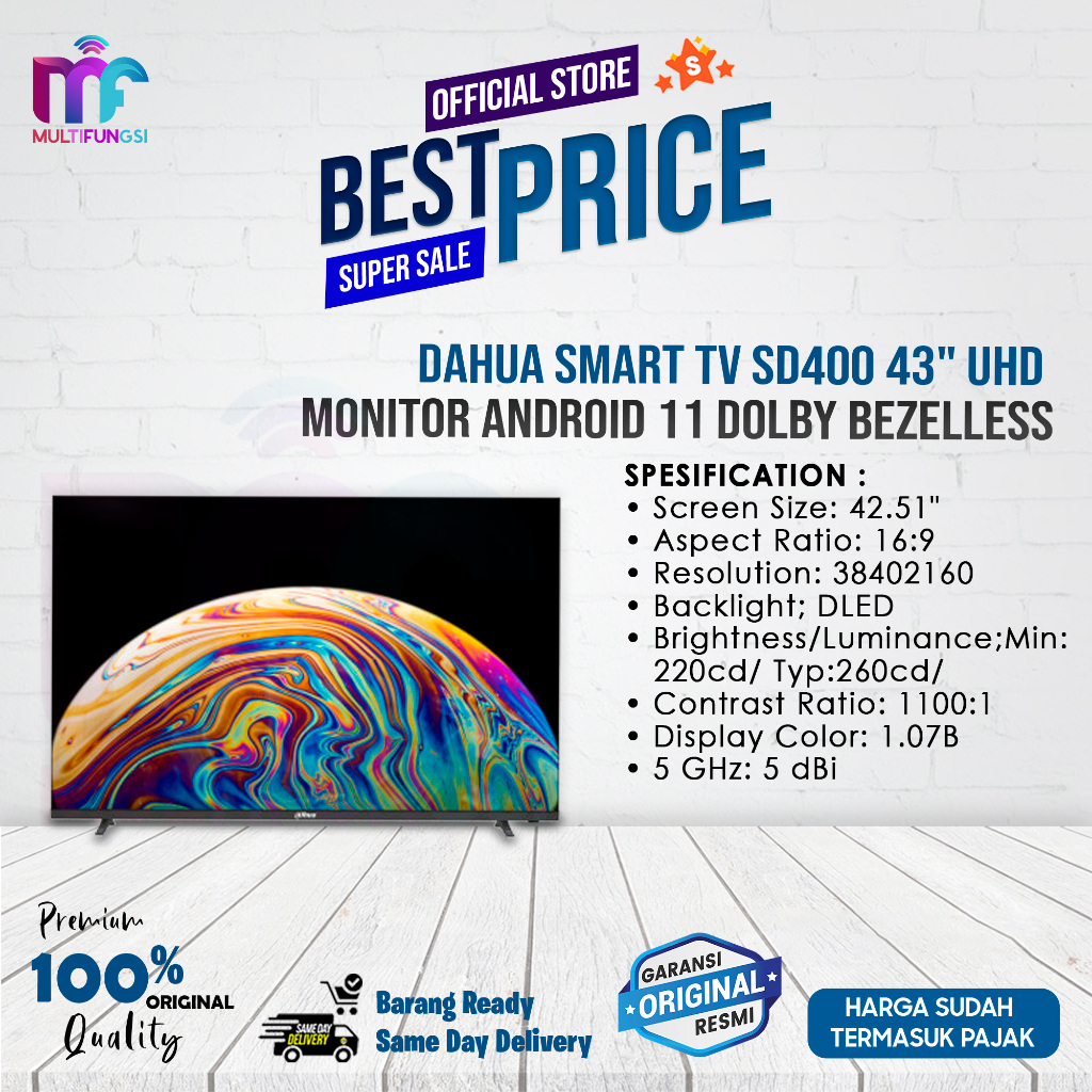 Jual Dahua Smart TV SD400 43" UHD 9Ms Monitor Android 11 Dolby ...