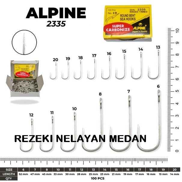 Jual Hook / Mata Kail ALPINE 2335 Size 5 - 11 | Mata Kail Berlubang isi ...