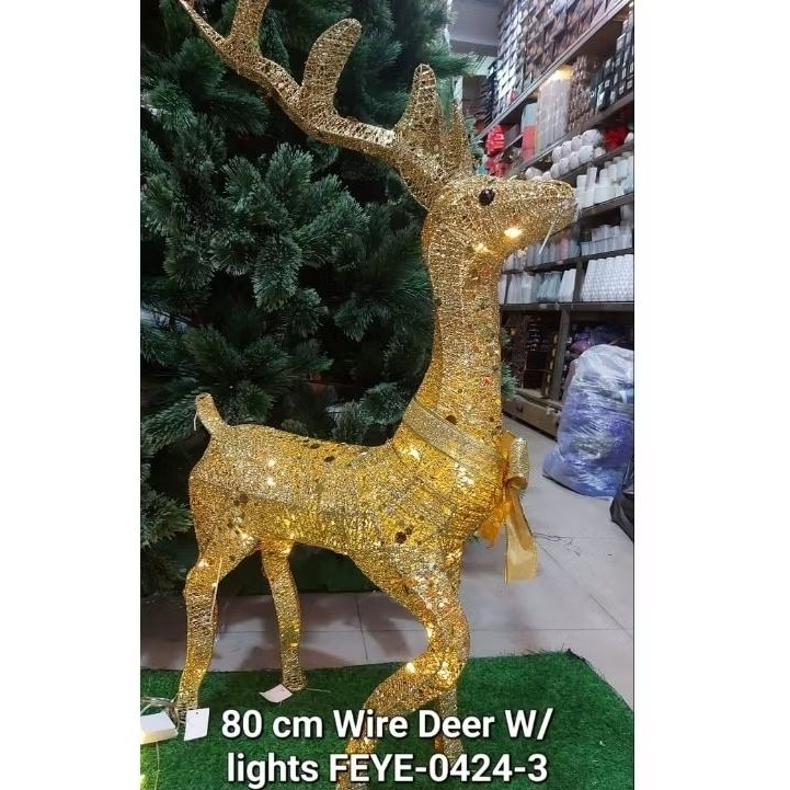 Jual Pajangan Natal Rusa Tanduk Besar Pita Ukuran 80CM - 150CM Dengan Lampu Warm White /80CM ...