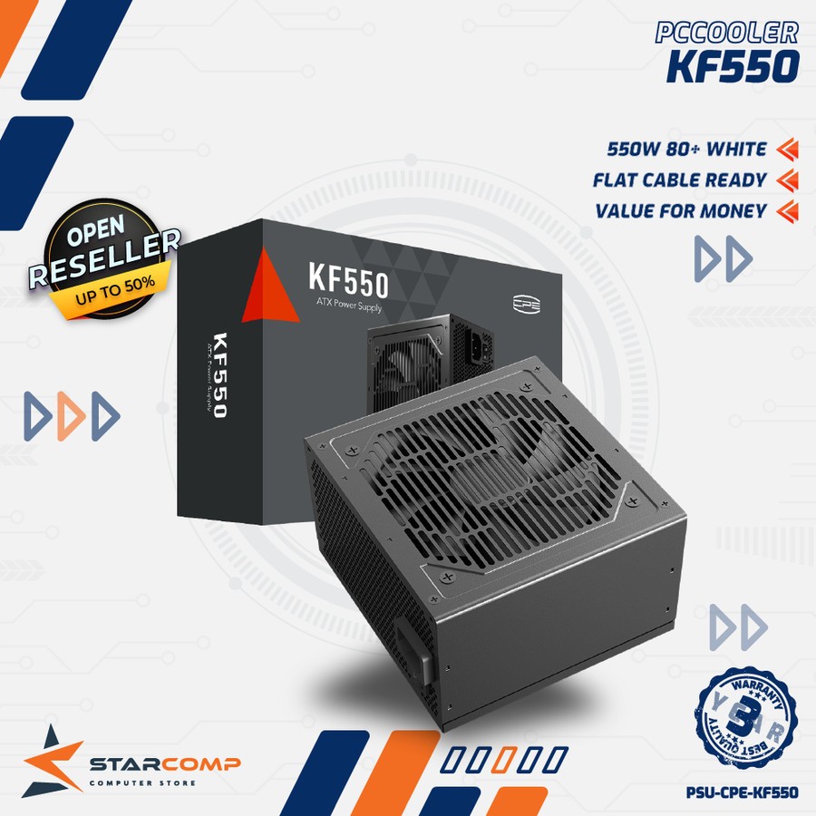 Jual PCCooler KF550 PSU 550W 80+ White Active PFC Flat Cables KF 550 ...