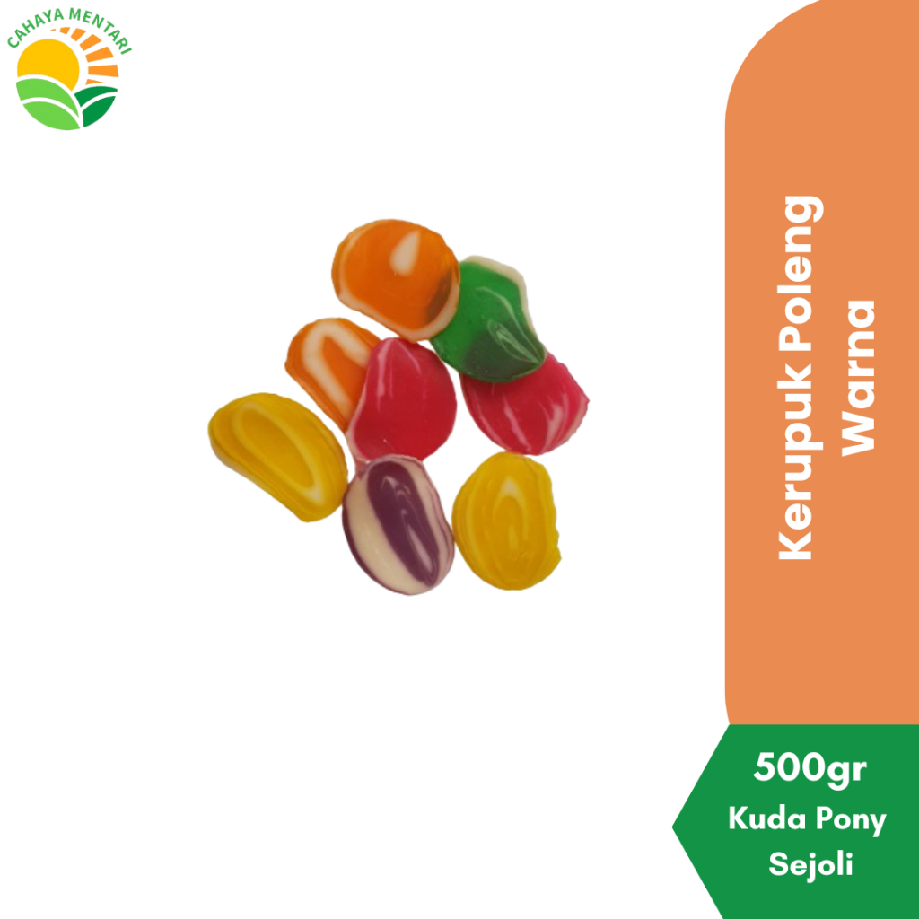 Jual KERUPUK POLENG WARNA MENTAH CAP KUDA PONY SEJOLI 500GR | Shopee ...