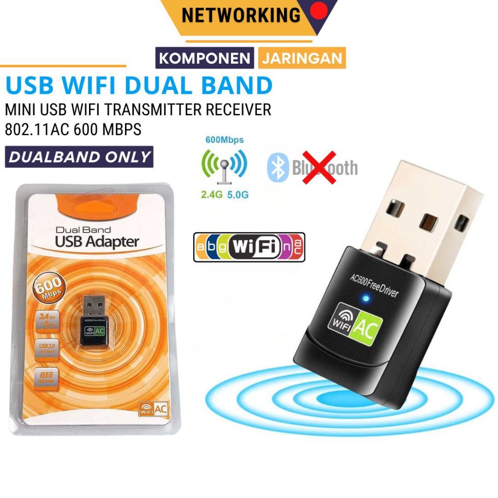 Jual Adapter Mini USB WiFi 5 Transmitter Receiver Dongle Dual Band ...