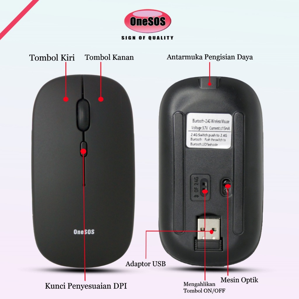 Jual Mouse Charger 2.4G Plus Wireless Bluetooth / Mouse Receiver Silent ...