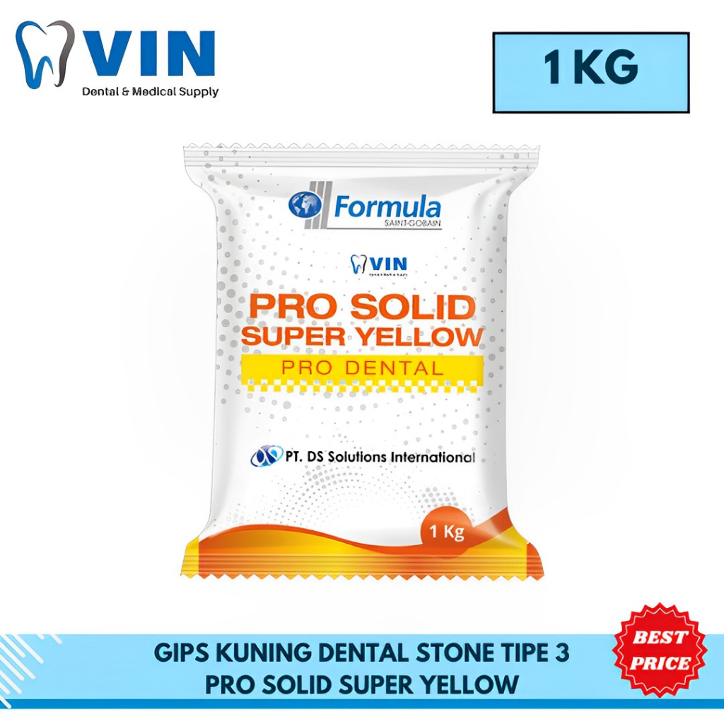 Jual Gips kuning dental stone tipe 3+ (III) moldano kuning / pro solid ...