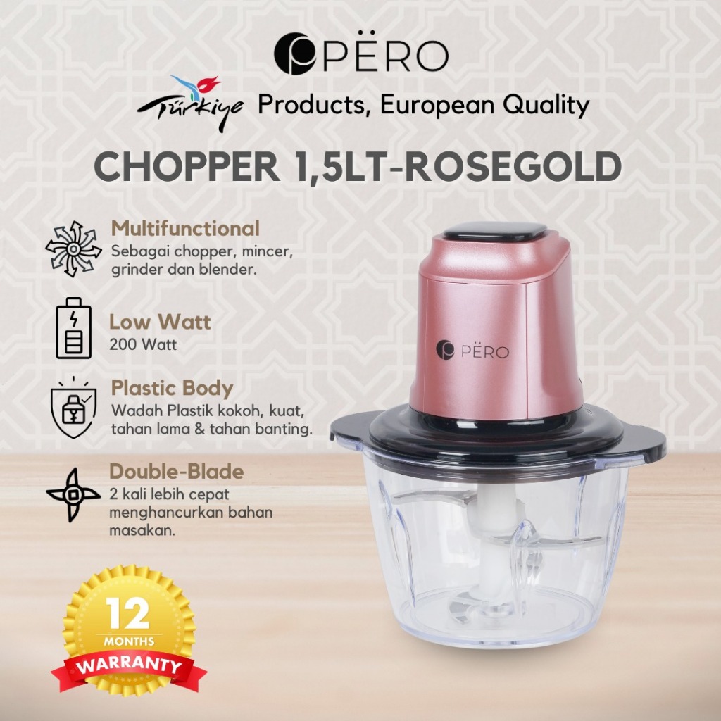 Jual [Restock] Pero Food Processor Chopper 1.5L 200W / Blender ...