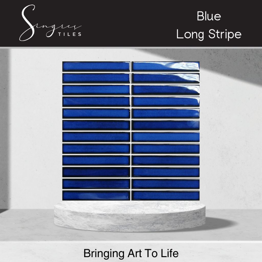 Jual Singres Tiles - Blue Long Stripe Mosaic Tiles | Shopee Indonesia